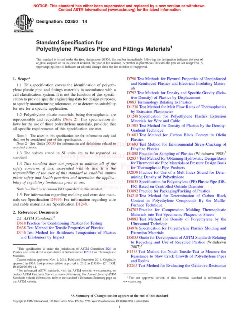 ASTM-D3350-14 | Download Free PDF | Polyethylene | Plastic