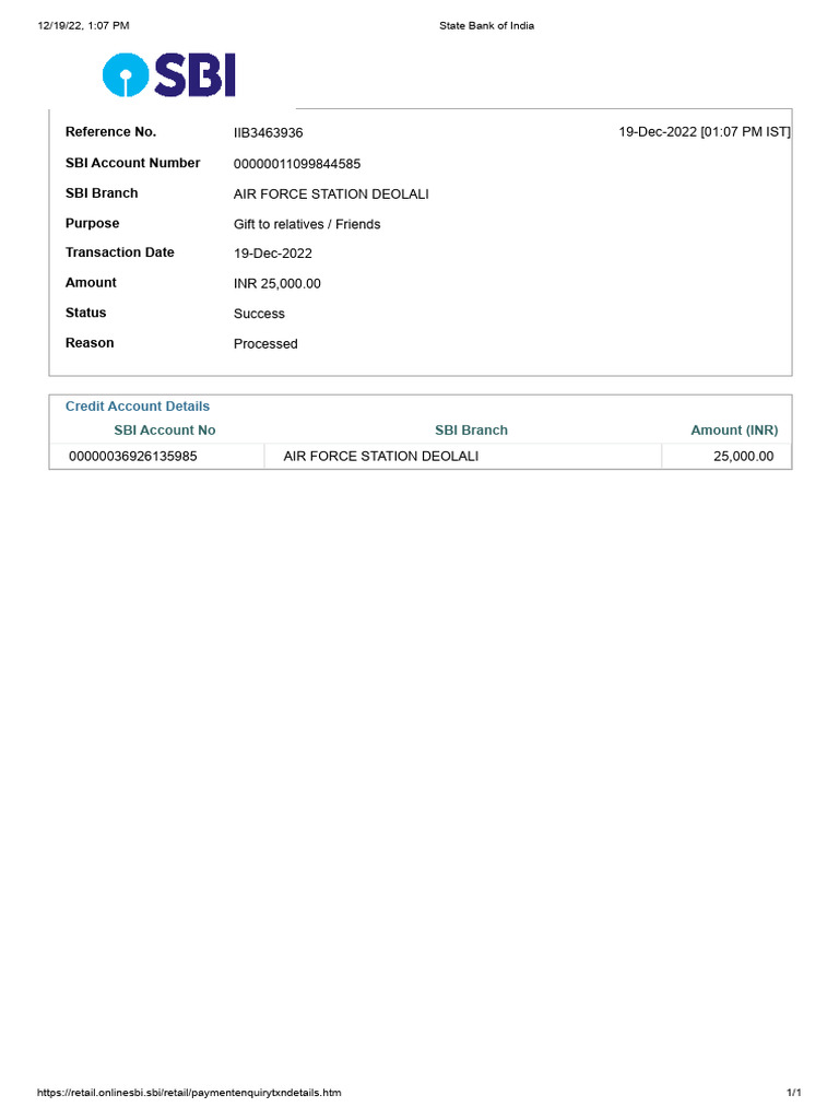 SBI Gift Transaction Confirmation | PDF
