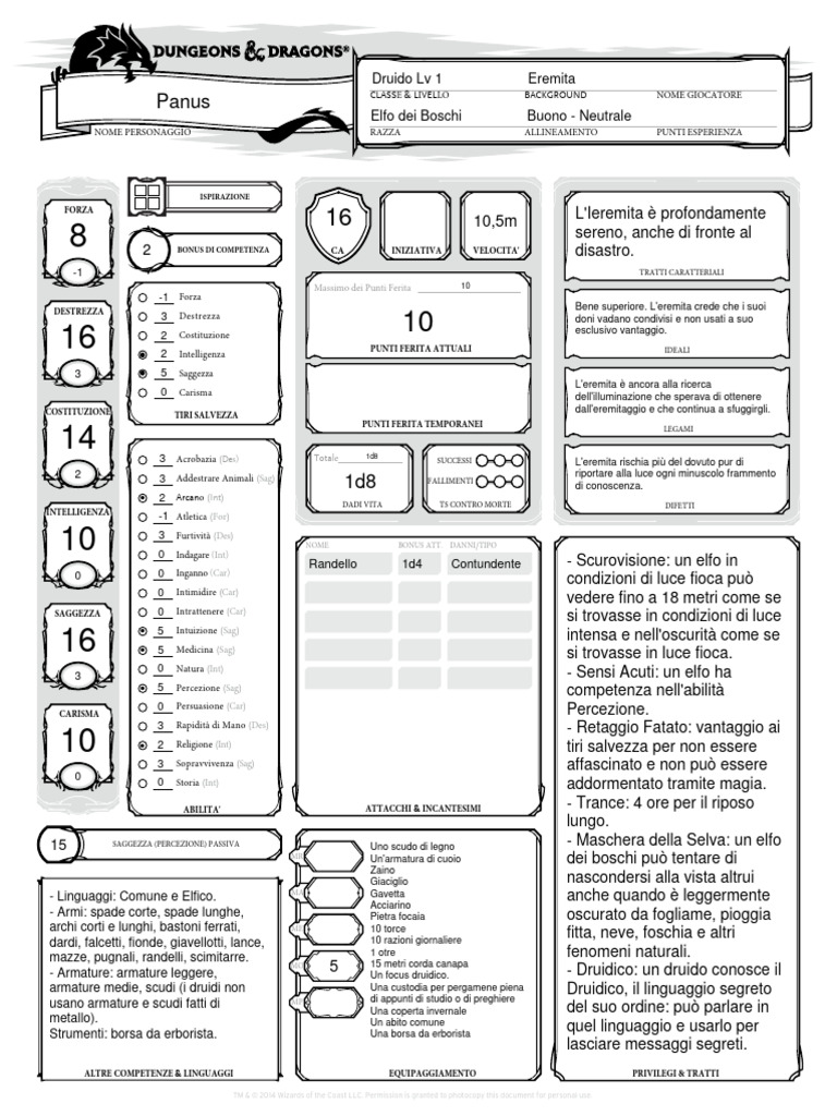 Scheda MDG Druido | PDF