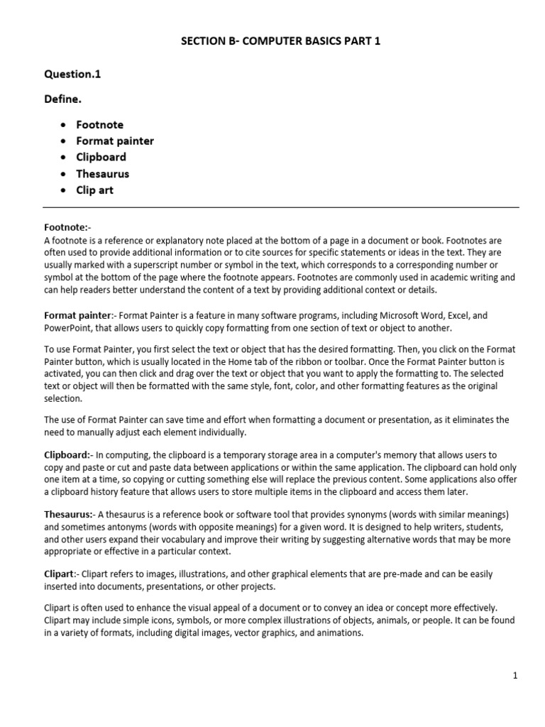 Section B Basic Part 1 | PDF | Microsoft Excel | Icon (Computing)