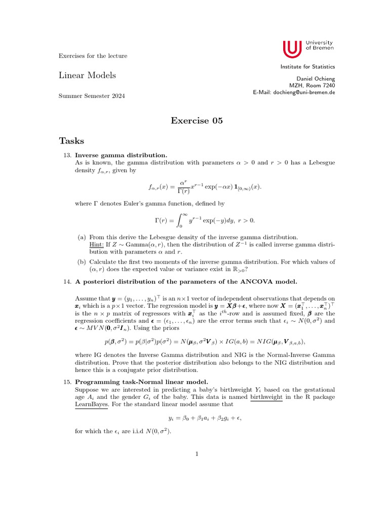 Exercise - 05 - Machine Learning | PDF | Linear Regression | Ordinary Least Squares