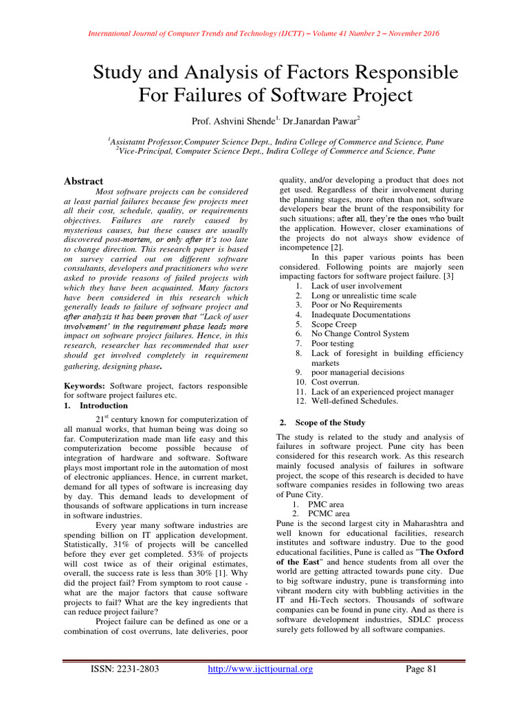 Factors Behind Software Project Failures | PDF | Survey Methodology | Data