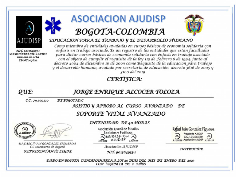 24- CERTIFICADO ACLS | PDF