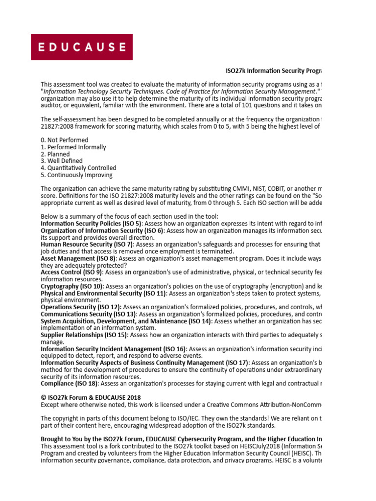 ISO27k Information security program maturity assessment tool | Download ...