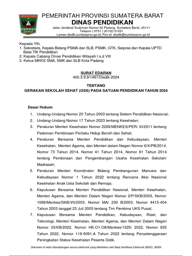 Surat Edaran GSS 2024 - 1 | PDF