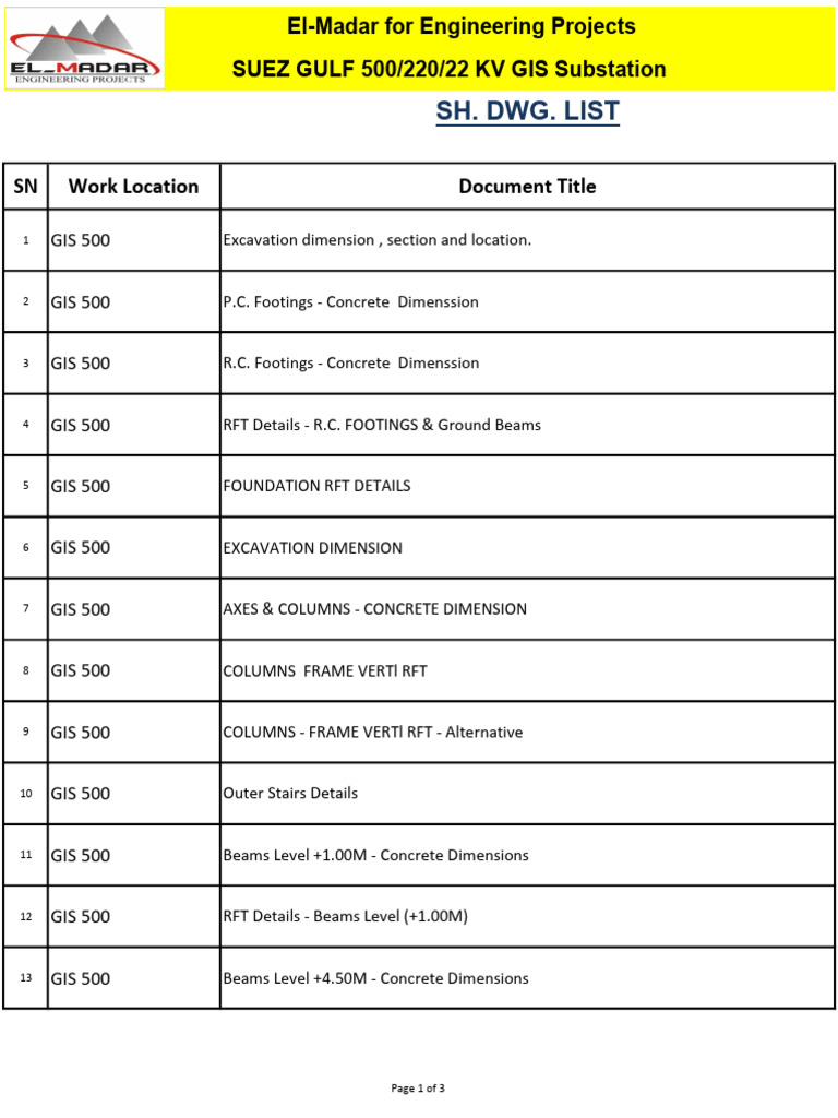 Workshop Drawing List | PDF | Beam (Structure) | Structural Engineering