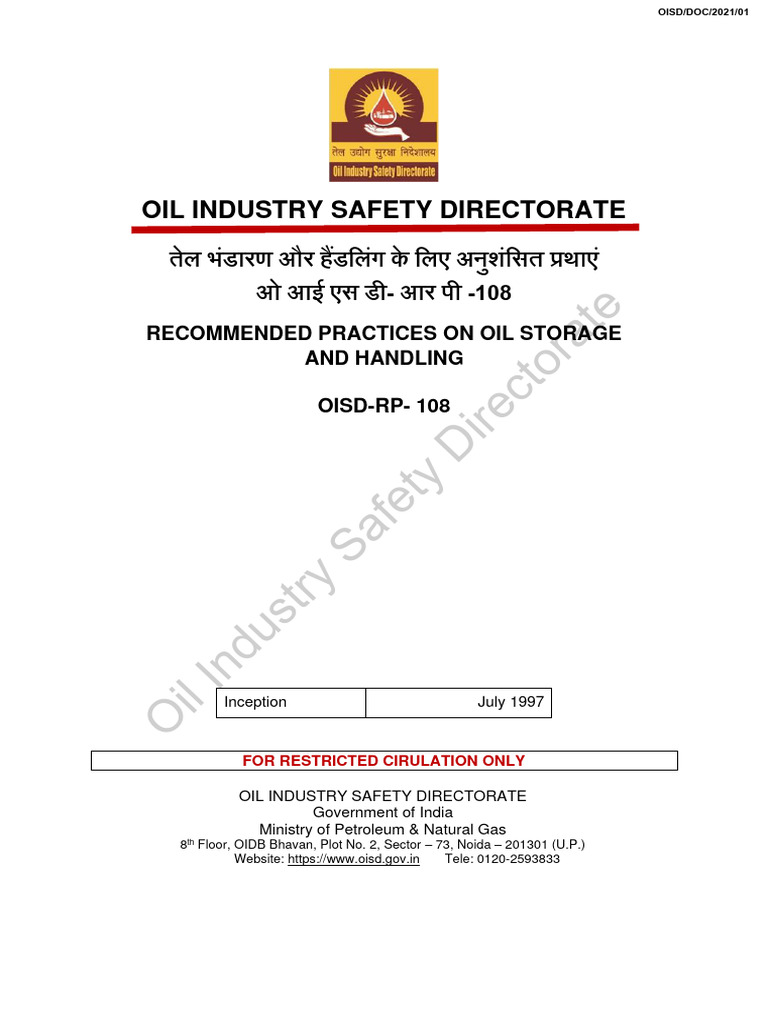 OISD-RP-108 | Download Free PDF | Valve | Oil Refinery