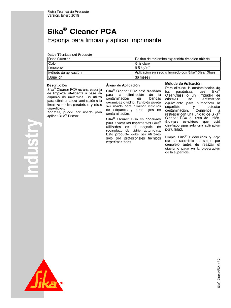 SikaCleaner PCA | PDF | Laboratorios