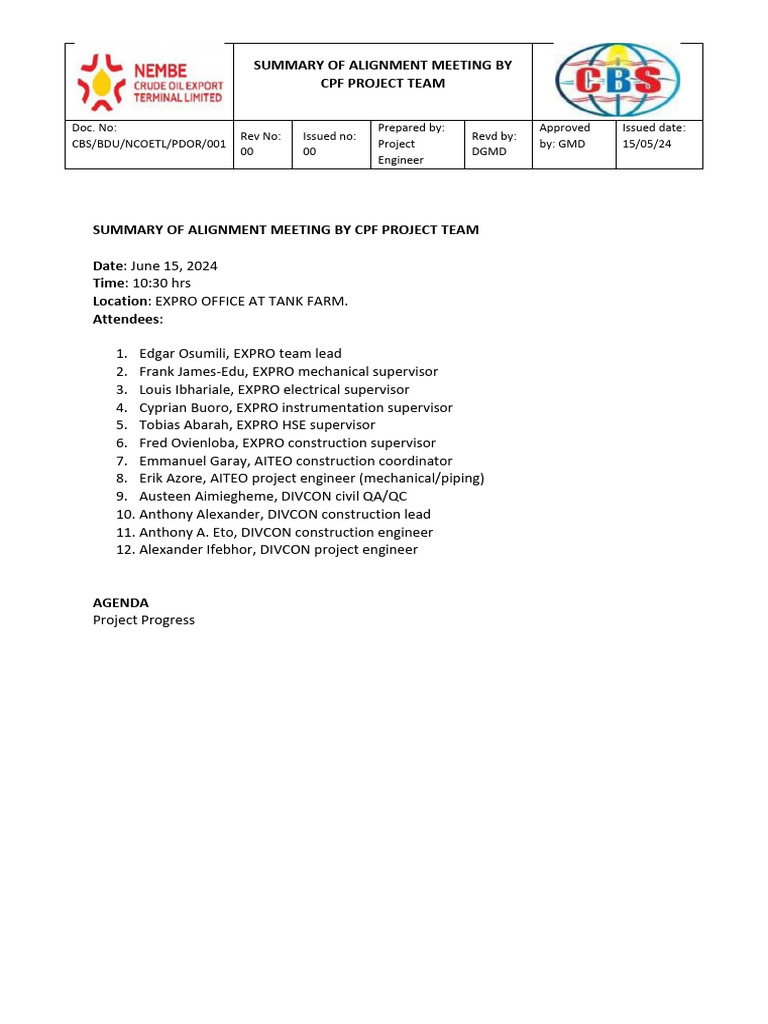 Alignment Meeting Minutes 2 | PDF