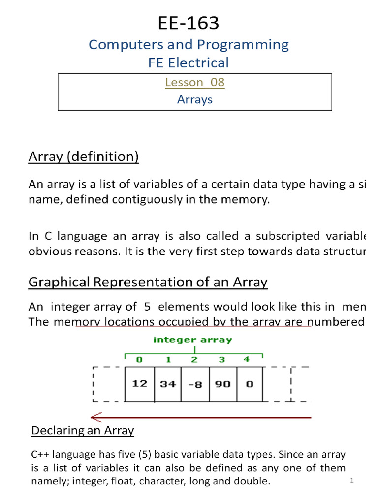 C Arrays Pdf Namespace Computer Science