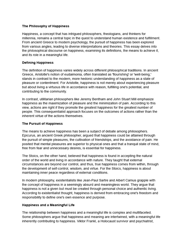 The Philosophy of Happiness | PDF | Happiness | Existentialism