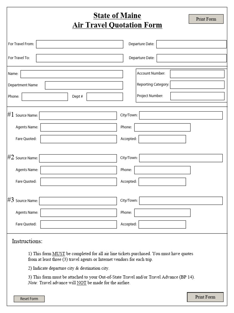 Air Travel Quotation Form | PDF