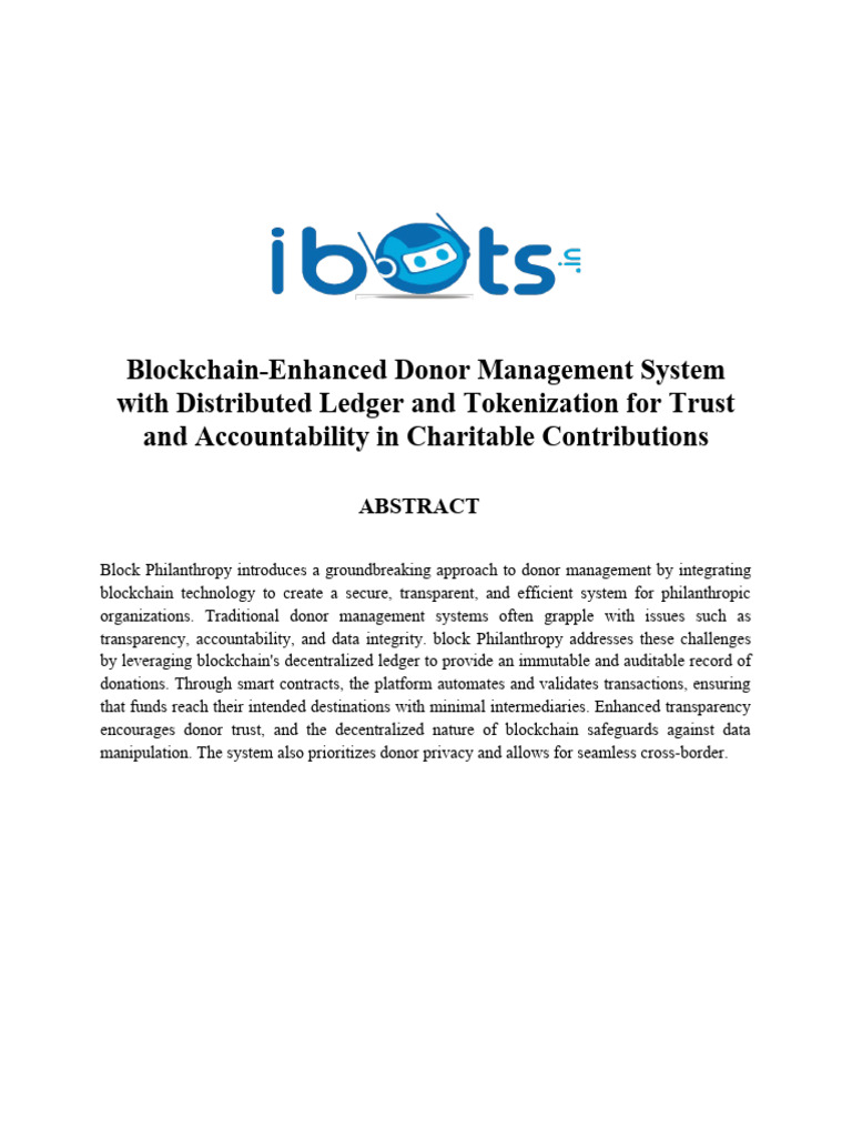 Blockchain-Enhanced Donor Management System With Distributed Ledger and Tokenization For Trust ...