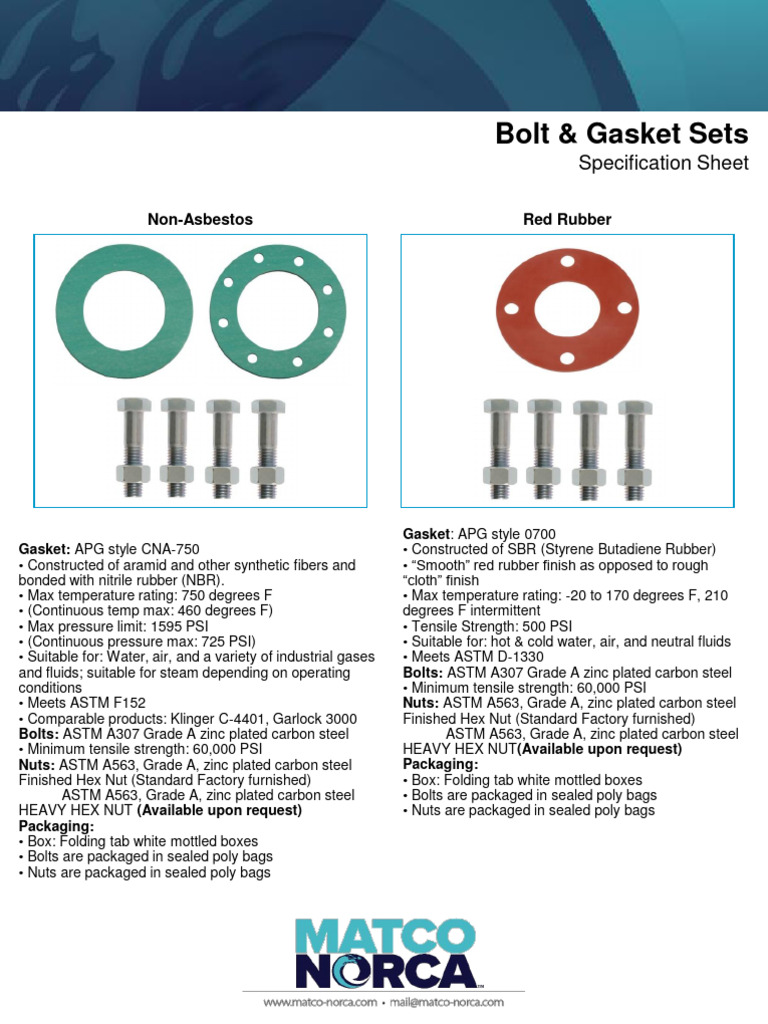 Bolts Gaskets | PDF | Materials | Mechanical Engineering