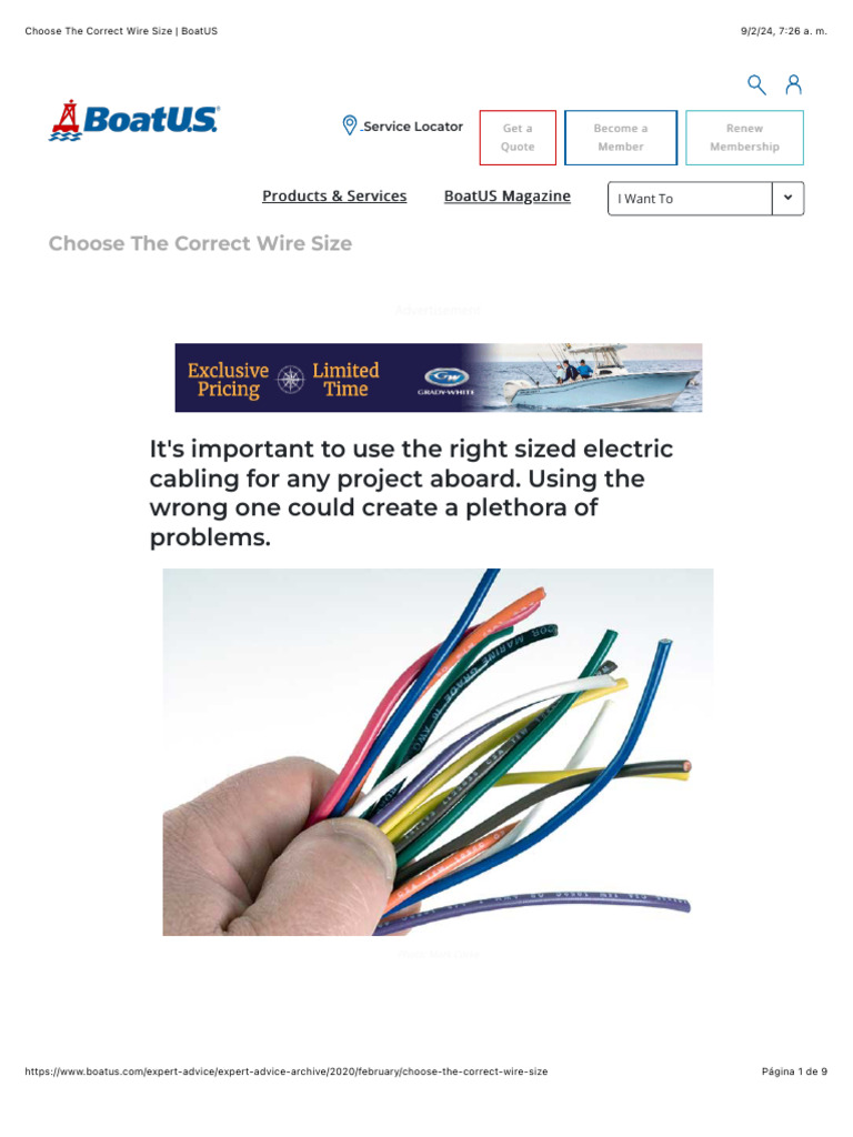 Choose The Correct Wire Size | BoatUS | PDF | Alternating Current ...
