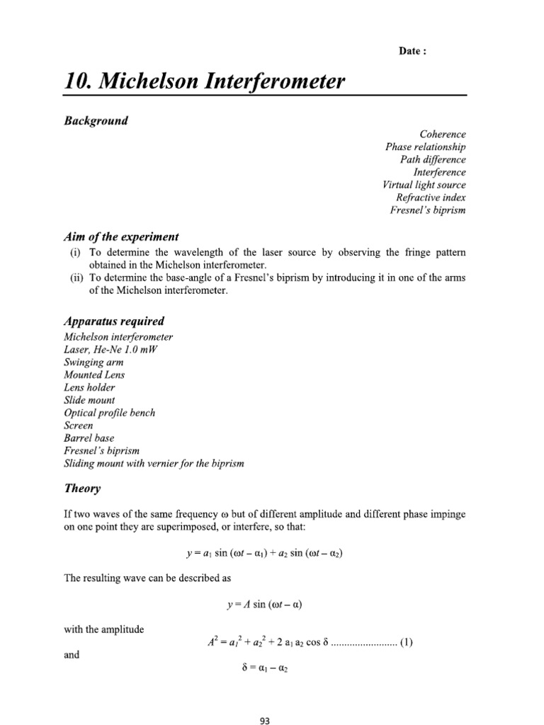 E4 - Michelson Interferometer | PDF