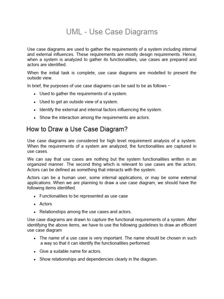 Uml Use Cases Class Diagrams Pdf Use Case Class Computer Programming