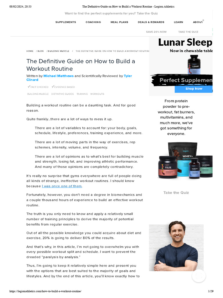 The Definitive Guide On How To Build A Workout Routine - Legion ...