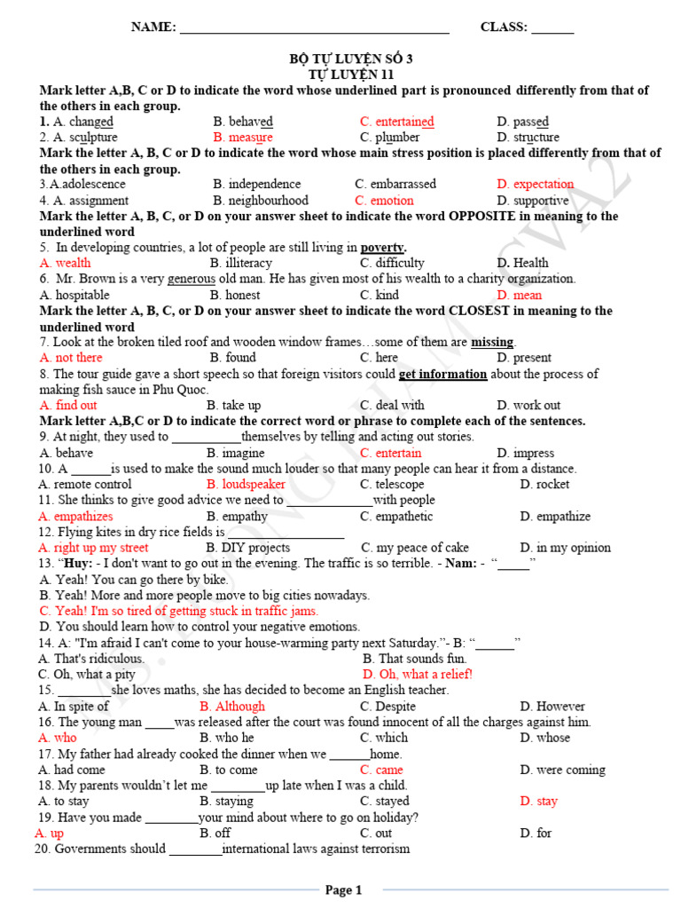 BỘ TỰ LUYỆN SỐ 3 (11121314) | PDF | Cost Of Living | Salad