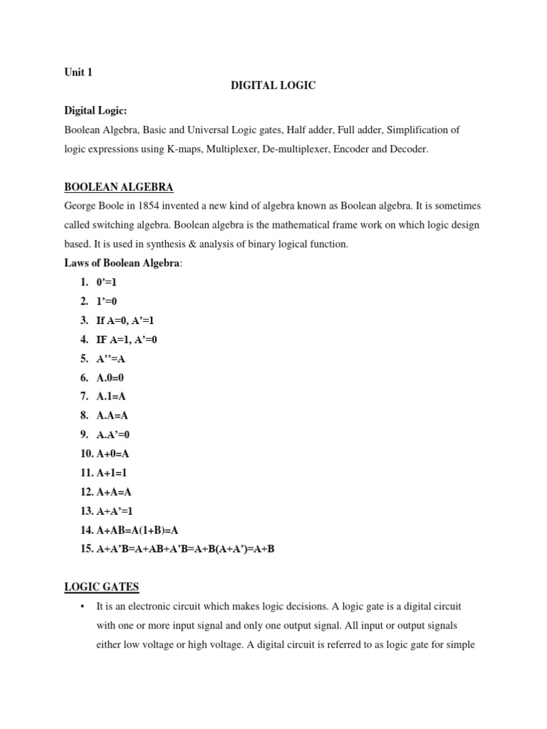Digital Logic | Download Free PDF | Logic Gate | Boolean Algebra