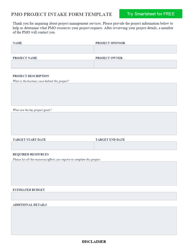 IC PMO Project Intake Form 11354 - WORD | PDF