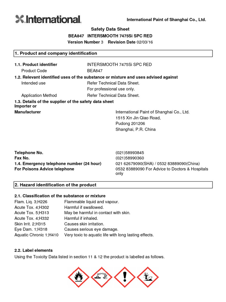 InterPaint SDS | PDF | Toxicity | Occupational Safety And Health