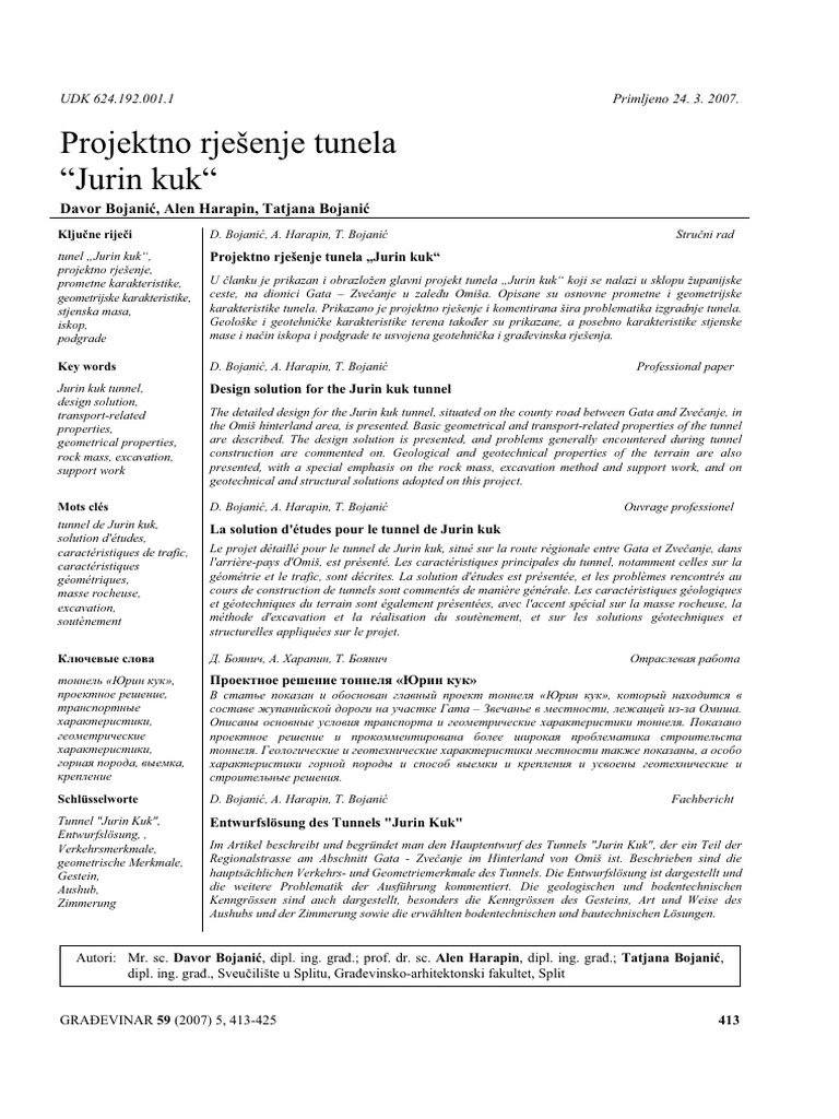 Bojanic - 2007 - Tunel Jurin Kuk | PDF