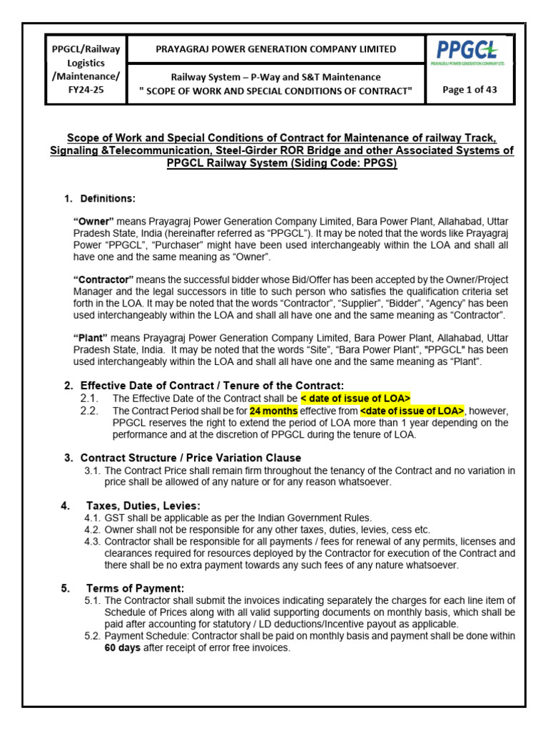 Scope of Work | PDF | Track Gauge | Rail Transport