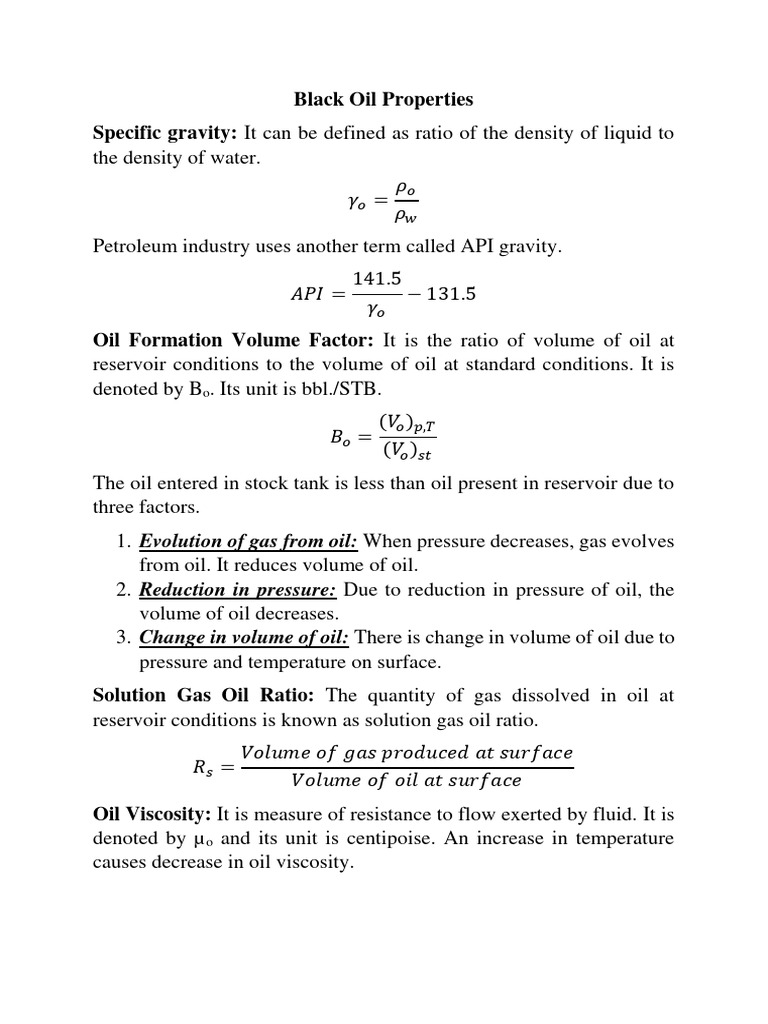 Black Oil Properties | PDF | Gases | Solubility
