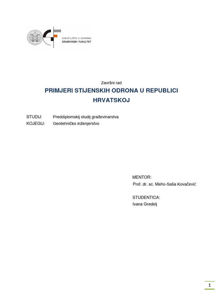 Primjeri Stijenskih Odrona U Republici Hrvatskoj | PDF