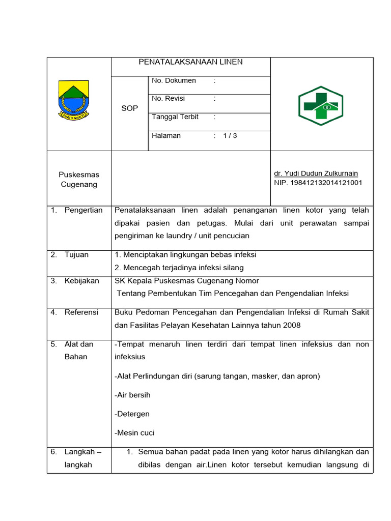 Penatalaksanaan Linen | PDF
