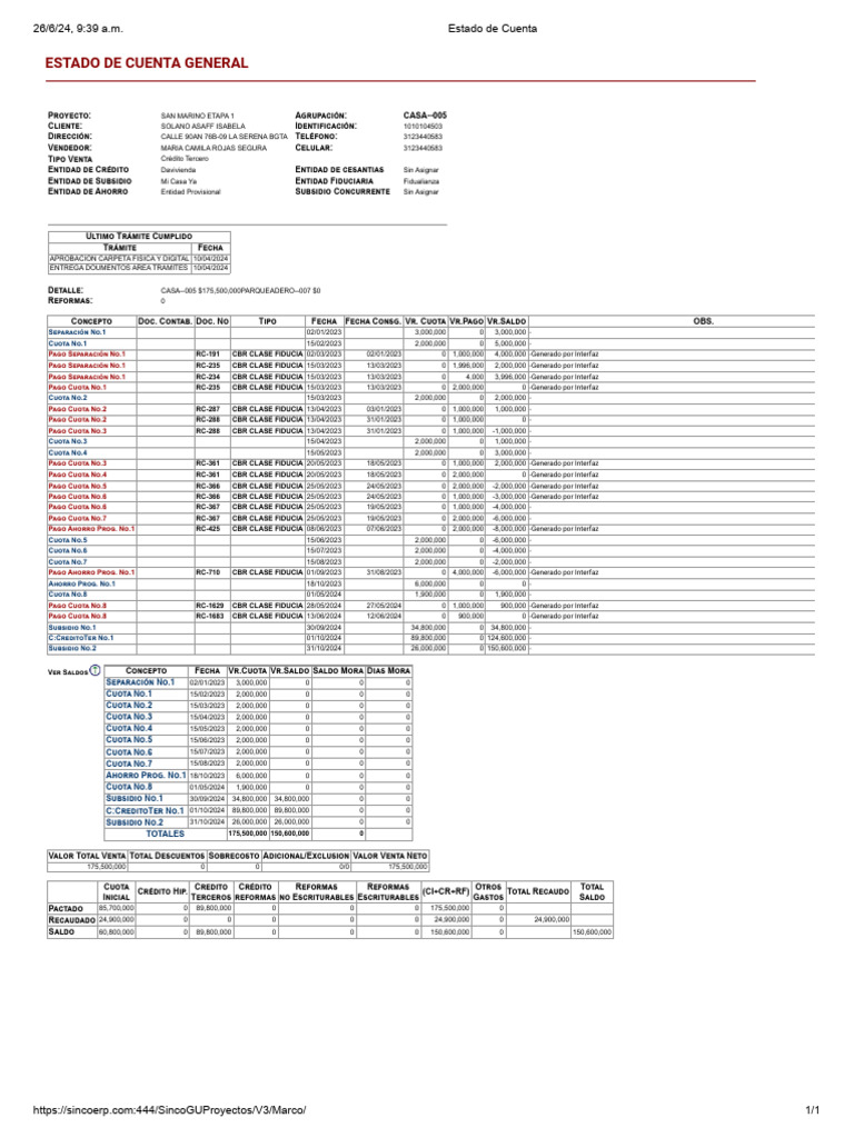 Sinco ERP - GU CONSTRUCCIONES S.A.S | PDF | Bancario | Bancos