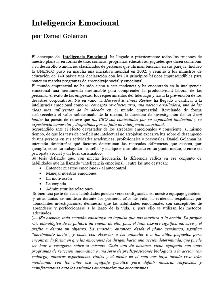 Inteligencia Emocional | PDF | Las emociones | Inteligencia emocional