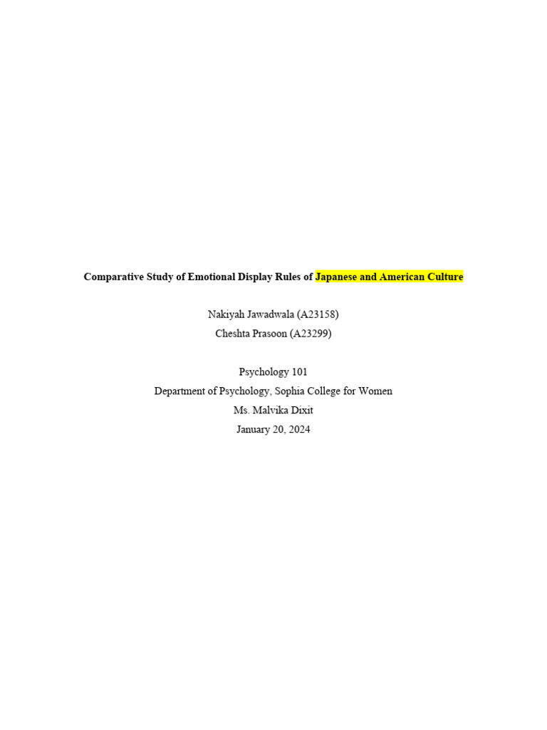 Comparative Study of Cultural Display Rules of Japan and South Korea ...