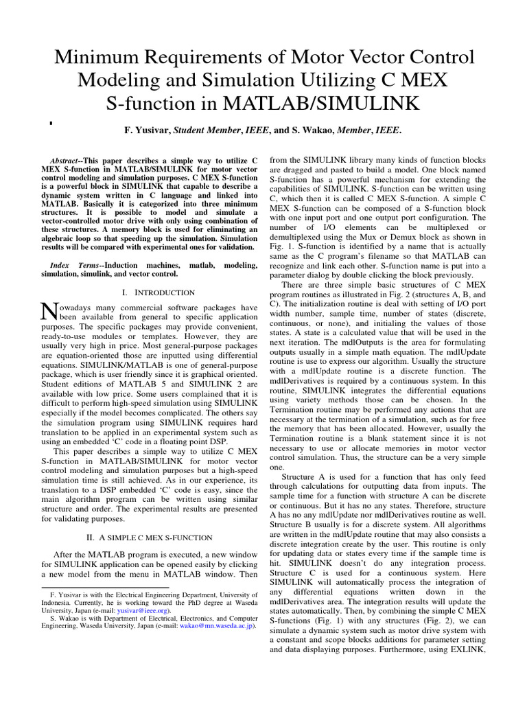 Minimum Requirements of Motor Vector Control Modeling and Simulation ...