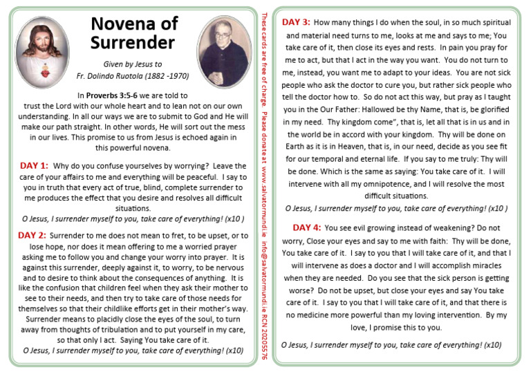 Novena of Surrender by Fr. Dolindo | PDF | Lord's Prayer | Christian ...