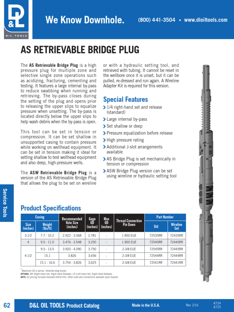 As Retrievable Bridge Plug 112636407 | PDF