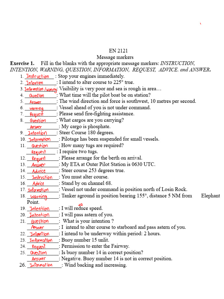 Message Markers Exercise | PDF | Ships | Shipping