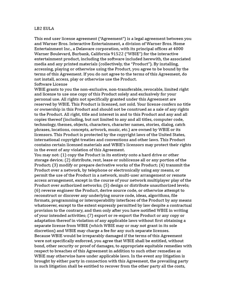 Eula | PDF | License | Damages