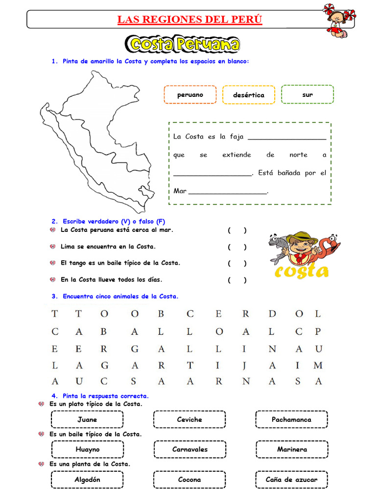 LAS REGIONES DEL PERÚ - Ficha | PDF | Perú | Andes