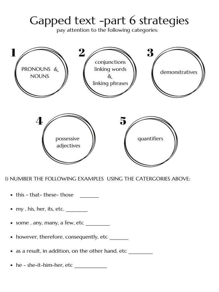 Gapped Text Strategies Guide | PDF | Pronoun | Noun
