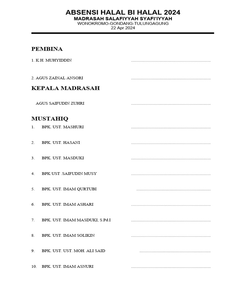 Absen Halal Bi Halal 2024 | PDF