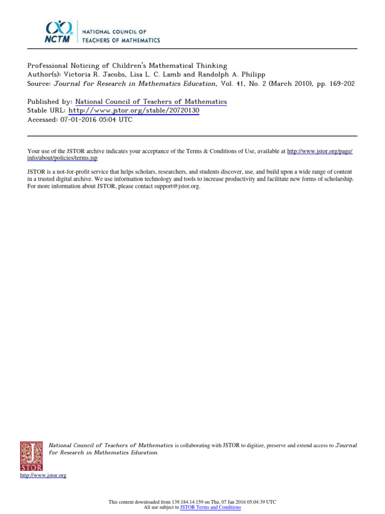 Professional Noticing in Math Education | PDF | Methodology | Teachers