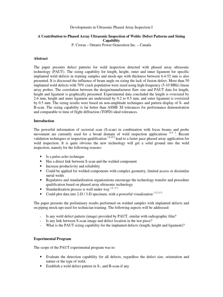 Phased Array Ultrasonic Weld Inspection | PDF | Welding | Construction