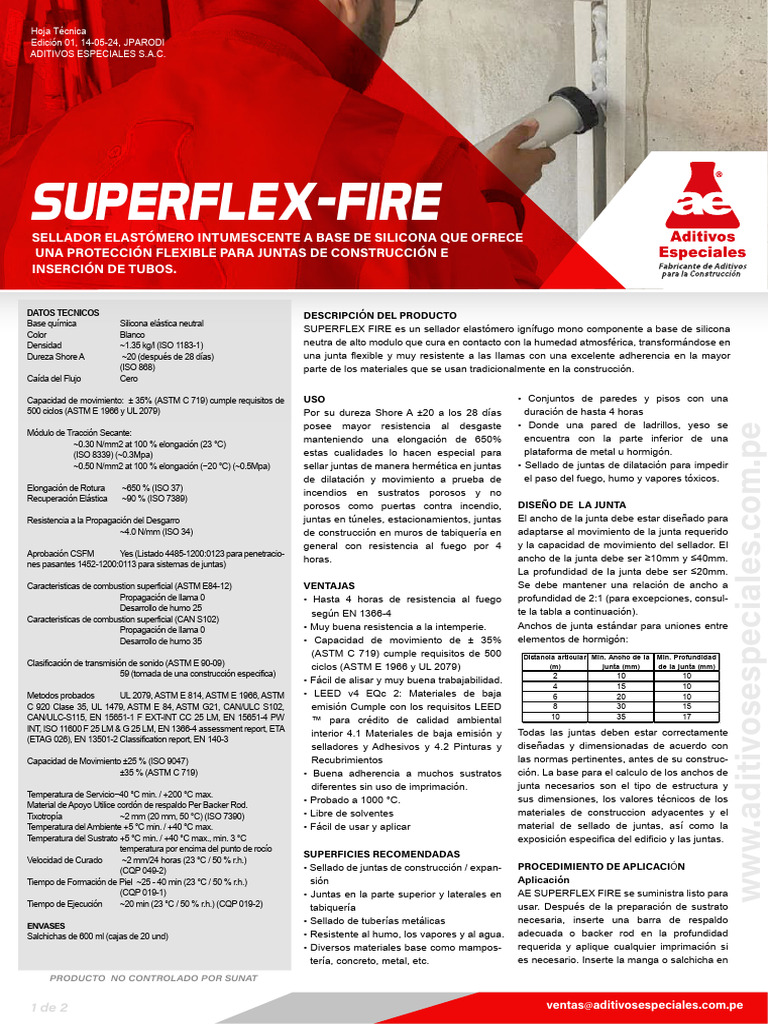 FT Superflex-Fire | PDF | Agua | Hormigón