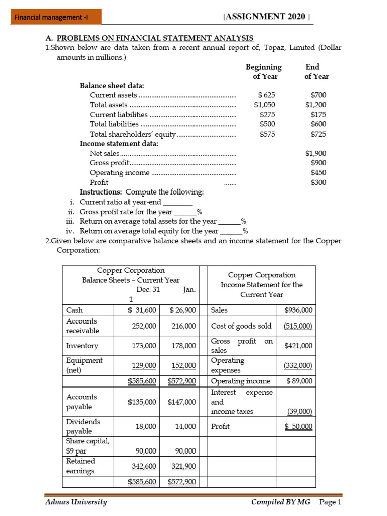 Assignment FM I (2020) | PDF | Net Present Value | Cost Of Capital