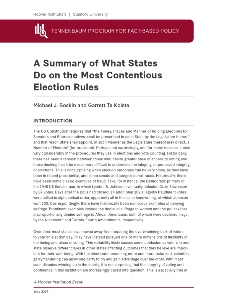 A Summary of What States Do On The Most Contentious Election Rules ...