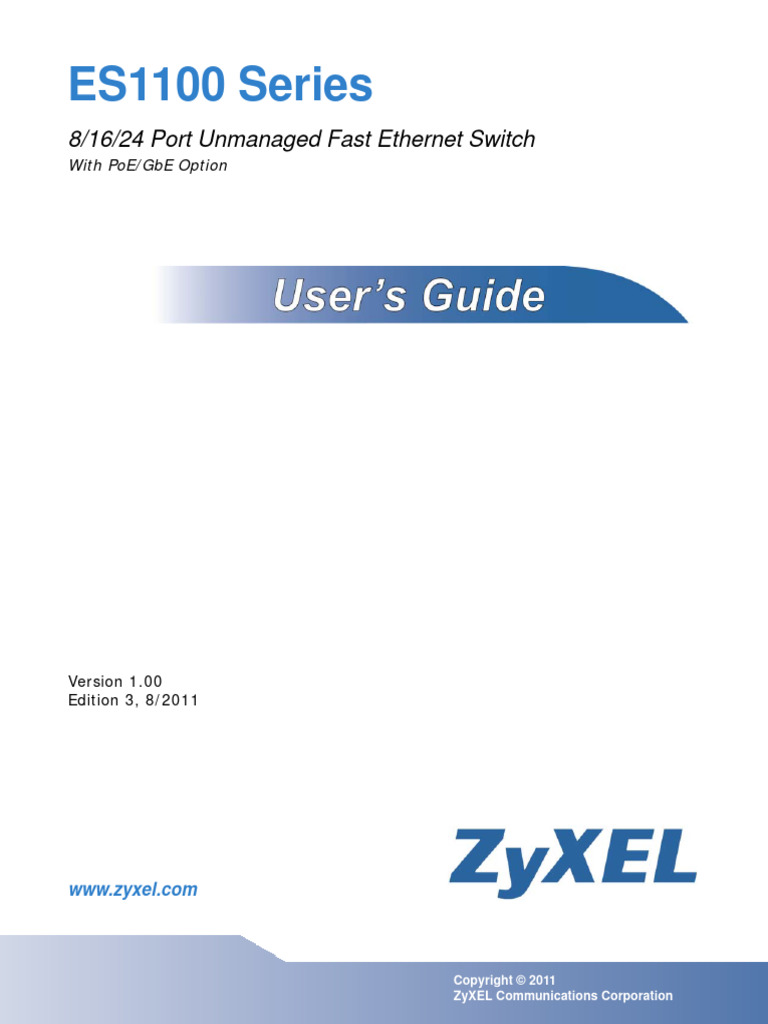 ES1100 Series: 8/16/24 Port Unmanaged Fast Ethernet Switch | PDF | Network Switch | Computer Network