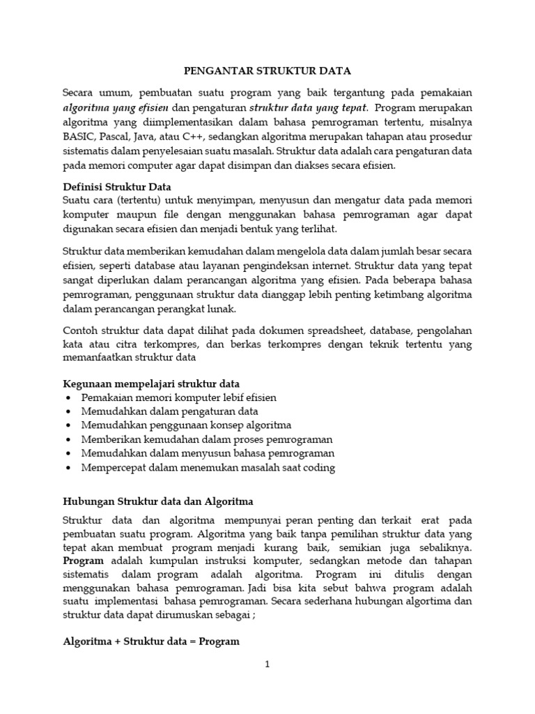 Materi 01 Pengantar Struktur Data | PDF