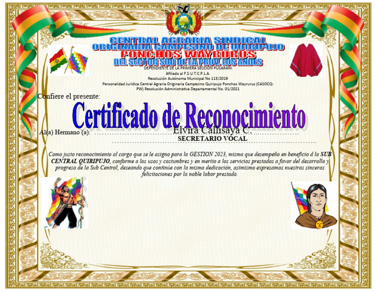 Certificado de Reconocimiento | PDF